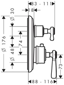 Axor Montreux - podomítková termostatická baterie pro 2 spotřebiče, chrom, 16821000