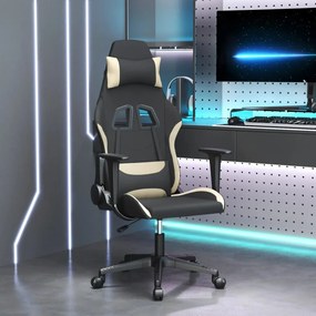 Herní židle černá a krémová textil 3143733