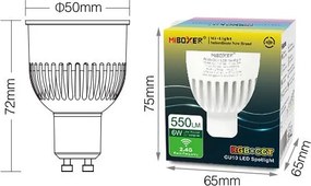 LED Solution Mi-Light MiBoxer RF LED žárovka RGB+CCT 6W GU10 FUT106