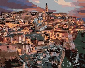 Malování podle čísel město matera, 80x100 cm, bez rámu a bez vypnutí plátna