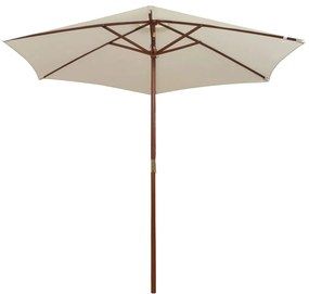 Slunečník s dřevěnou tyčí, 270x270 cm, krémově bílý - Default Title