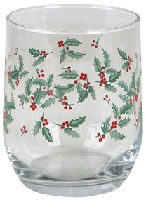 Vánoční sklenička s cesmínou - Ø 8*9 cm / 300 ml