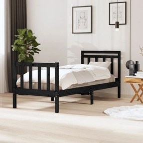 Rám postele černý masivní dřevo 90 x 200 cm,  3100708
