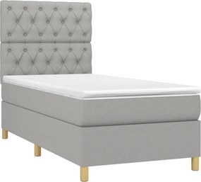 Box spring postel s matrací světle šedá 80 x 200 cm textil 3142529