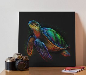 Obraz na plátně - barevná mořská želva FeelHappy.cz Velikost obrazu: 120 x 120 cm