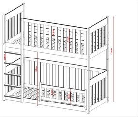 Legno Dětská patrová postel Karel šedá Rozměr (cm): 90x190