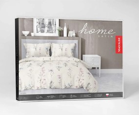 Detexpol Saténové povlečení 140x200 krémově růžové zelené květy 5091 A Home Satin 11