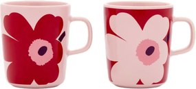 Set hrnků Oiva Unikko 0,25l, 2ks / růžovo-červené