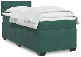 Box spring postel s matrací tmavě zelená 90x200 cm samet 3288513