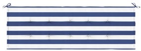 Poduška na zahradní lavici modré a bílé pruhy 150x50x3cm oxford - Default Title