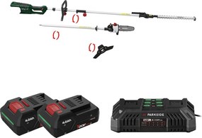 Parkside® Aku zahradní kombinované nářadí 4 v 1 Pgkga 40-Li A1, 2x Smart 4 Ah