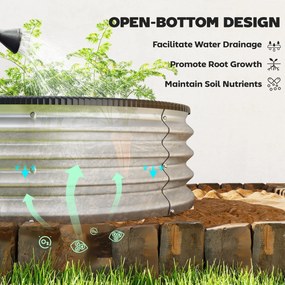 Outsunny sada 2 pozinkovaných vyvýšených záhonů, 135 × 90 × 30 cm — oválné květináče s otevřeným dnem, gumový ochranný okraj, rukavice v balení, modu…
