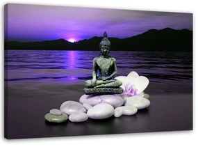 Obraz na plátně Buddha Purple Zen Stone - 90x60 cm