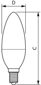LED žárovka E14 PILA B35 FR 8W (60W) teplá bílá (2700K), svíčka