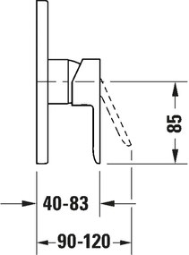 Duravit DC4210010046 - Sprchová baterie pro pod. instalaci D-CODE matná černá