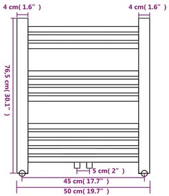 vidaXL Žebříkový radiátor na ručníky rovný ústřední topení 500 x 764 mm