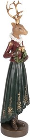 Vánoční dekorace figurka jelení dáma s věnečkem - 9*8*37 cm