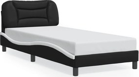 Rám postele s LED bez matrace Hvar černý a bílý 90x190 cm 3213904