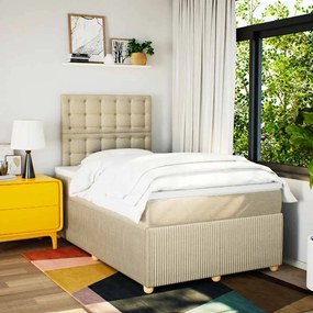 Box spring postel s matrací krémová 120x200 cm textil 3292042