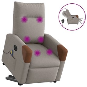 Elektrické zvedací masážní polohovací křeslo taupe textil 3324035