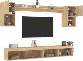 6dílná obývací stěna s LED dub sonoma kompozitní dřevo 3216688