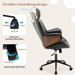 Costway Ergonomická kancelářská židle se zakřivenými područkami a opěradlem