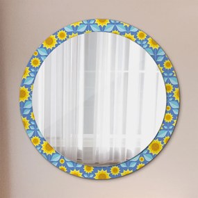 Kulaté dekorativní zrcadlo Geometrické slunečnice fi 90 cm