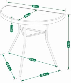 Jumi Balkonový set kovový 2+1 s půlkulatým stolkem Dora béžový