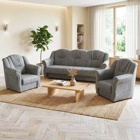 Sedací sestava MATYLDA 3R+1+1 | rozkládací + úložný prostor | tmavě šedá 97 WATER REPELLENT