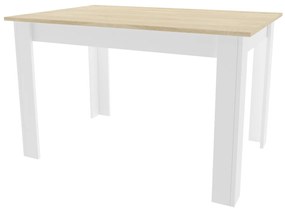 Bílý jídelní stůl s deskou v dekoru dub sonoma MADO 120x80