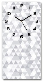 Wallmuralia Nástěnné skleněné hodiny Šedé trojůhelníky 30x60 cm
