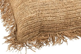 Přírodní lýkový podsedák / puf s třásněmi Raffia - 88*88*22cm