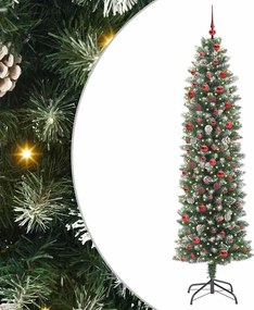 Umělý štíhlý vánoční strom Zelená a bílá 210 cm 3395305