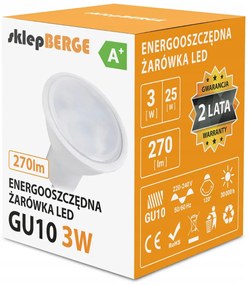 BERGE LED žárovka - GU10 - 3W - 240Lm - teplá bílá