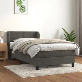 vidaXL Box spring postel s matrací 90x190 cm samet [3127466] Barva: Tmavě šedá