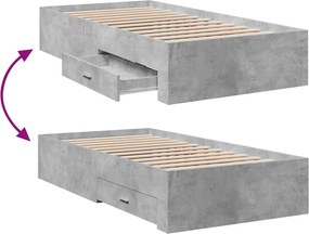 Rám postele se zásuvkami betonově šedý 100 x 200 cm kompozit 3280422