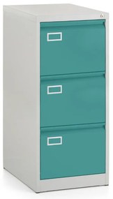 Kovová kartotéka A4 - 3 zásuvky, 45,5 x 62 x 101,5 cm, cylindrický zámek, zelená - ral 6033