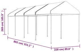 Altán se střechou bílý 8,92 x 2,28 x 2,69 m polyethylen,  3155504