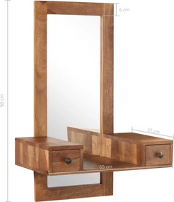 vidaXL Kosmetické zrcadlo se 2 zásuvkami masivní sheeshamové dřevo [246264]