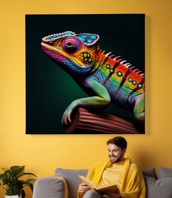 Obraz na plátně - Barevná ještěrka FeelHappy.cz Velikost obrazu: 120 x 120 cm