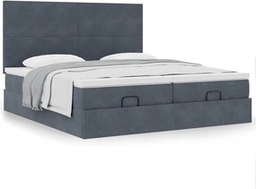 Osmanský rám postele s matrací tmavě šedý 200x200cm samet 3313761