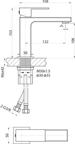Sapho CUBEMIX stojánková umyvadlová baterie bez výpusti chrom CM002