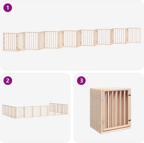 Zábrana pro psy s dvířky skládací 15 panelů 750 cm topol 3155531
