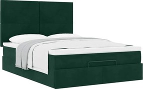 Osmanský rám postele s matracemi tmavě zelená 140x190cm samet 3313400