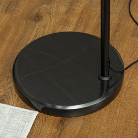 HOMCOM Stojací lampa s kloboukem z konopného provazu, výškově nastavitelná, nožní spínač, kov, černá