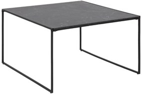 DNYMARIANNE -25% Scandi Černý dřevěný konferenční stolek Sigrun 80 x 80 cm s mramorovou fólií