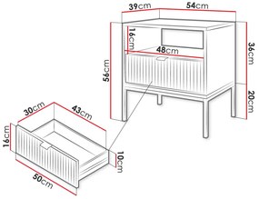 Vysoký noční stolek UMAG - šedý