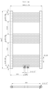 Gamma Simple, topné těleso 500x900 mm, 357 W, zlatá matná, GMA-SIMP-9050-BGD