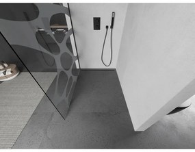 Mexen Kioto L, sprchová zástěna Walk-In 80 x 200 cm, 8mm čiré sklo bílý vzor, ​​černý profil, 800-080-103-70-97
