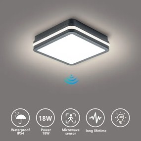 Brilagi - LED Venkovní svítidlo se senzorem BENE LED/18W/230V 22x22 cm IP54